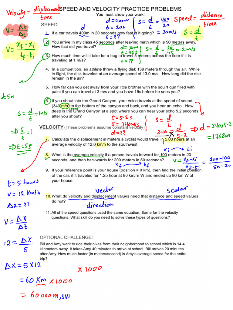 Speed and Velocity | PDF