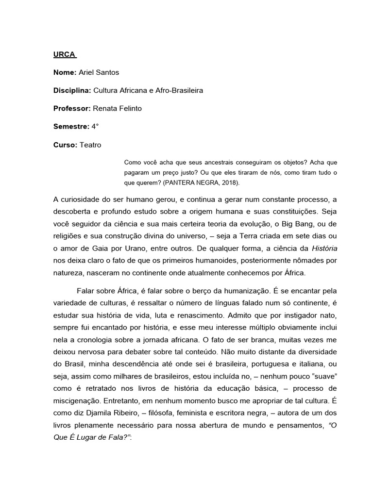SANTOS, Ariel. Resenha Do Livro - África Explicada Aos Meus Filhos de ...