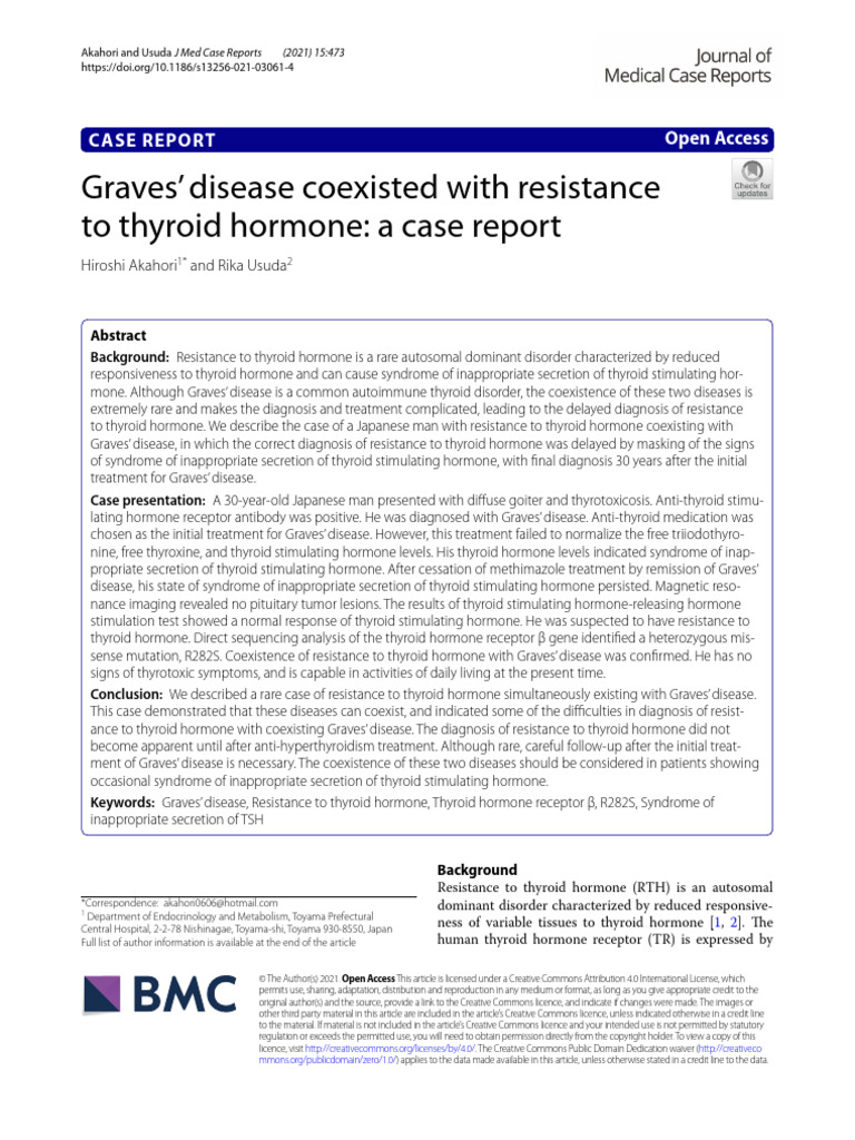 Graves' Disease Coexisted With Resistance To Thyroid Hormone: A Case ...