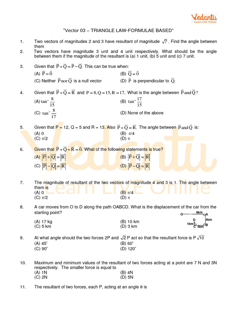 Vector 3 Triangle Law-Formulae | PDF | Norm (Mathematics) | Force