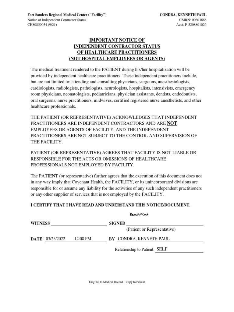 Sign Independent Contractor Status | PDF