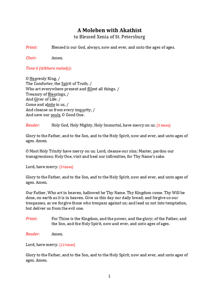 Moleben Akathist Xenia | PDF