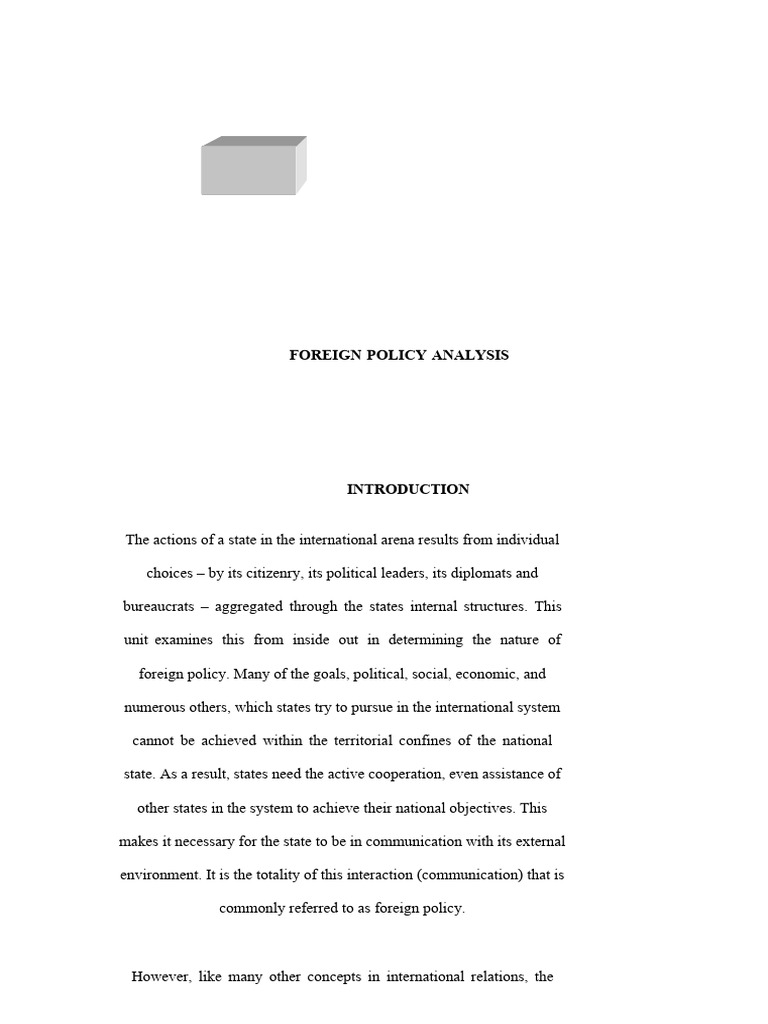 Foreign Policy Analysis Note | PDF | Policy | Decision Making