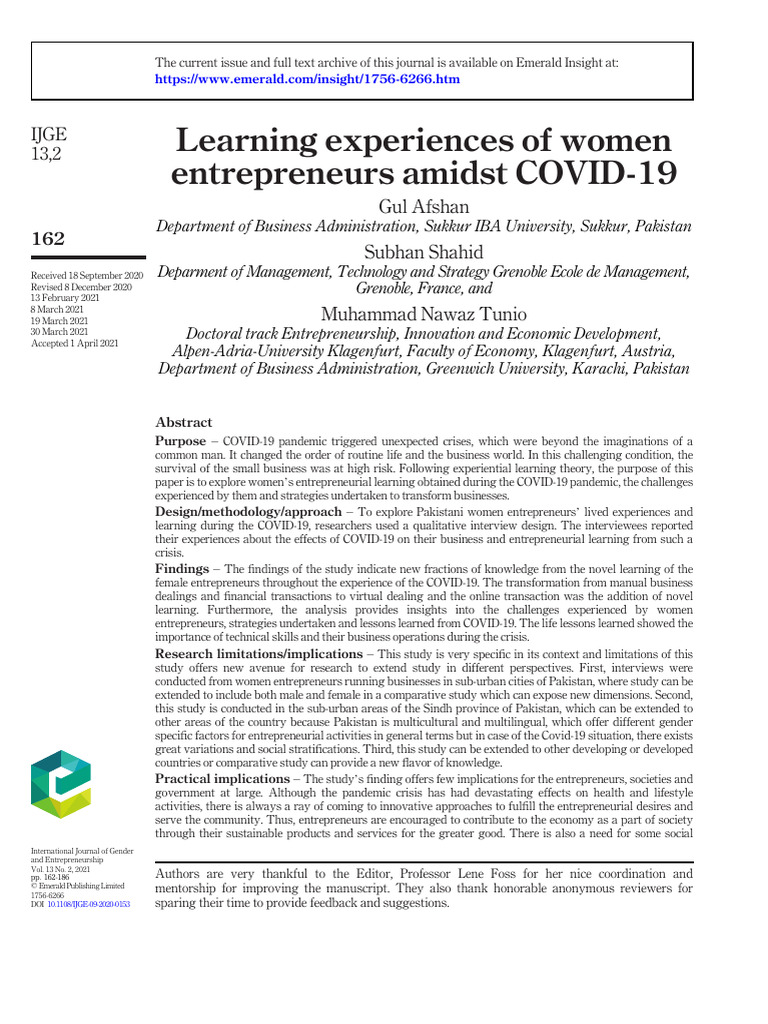 Article Example | PDF | Entrepreneurship | Learning