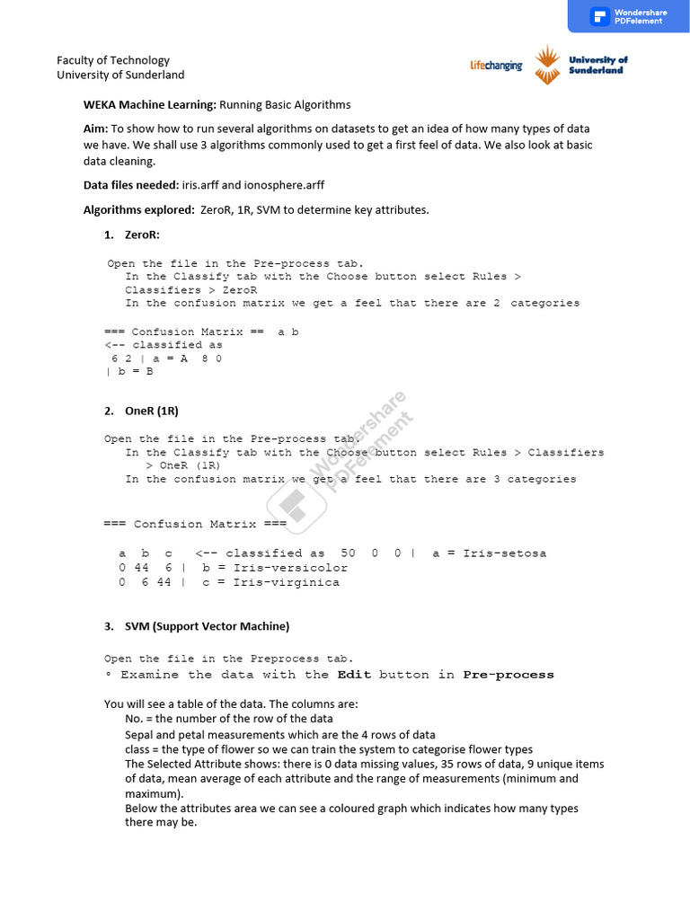 Weka Exercise - Introduction To Algorithms | PDF | Support Vector Machine | Matrix (Mathematics)