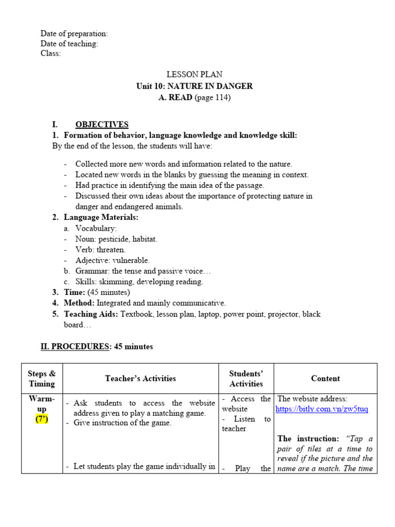 Lesson Plan Unit10 Eng11 | PDF | Rhinoceros | Endangered Species