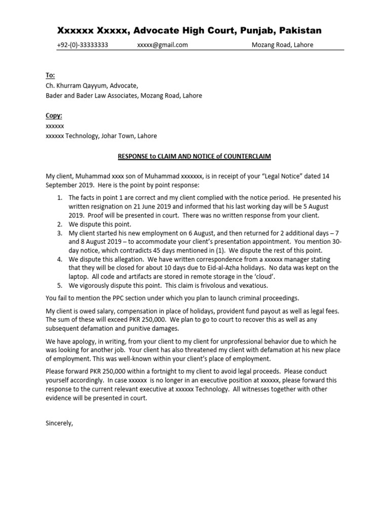 Response To Legal Letter | PDF