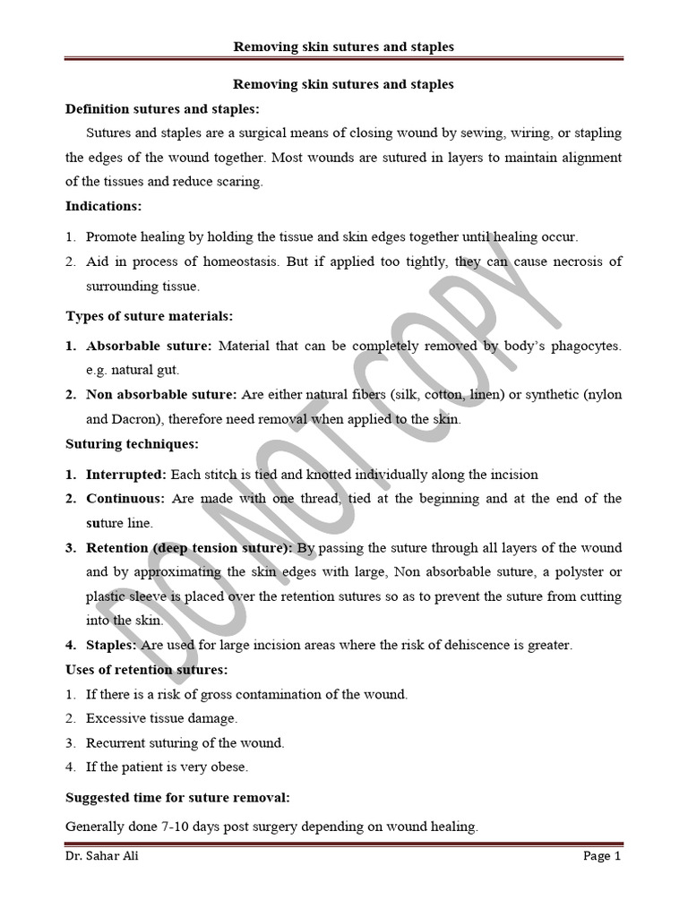 Skin Sutures and Staples | PDF | Surgical Suture | Wound