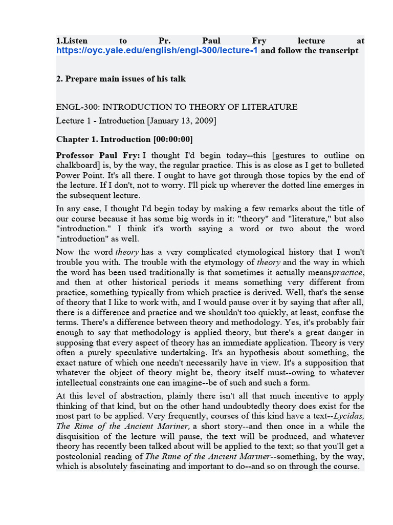 Paul Fry Yale | Download Free PDF | Idea | Theory