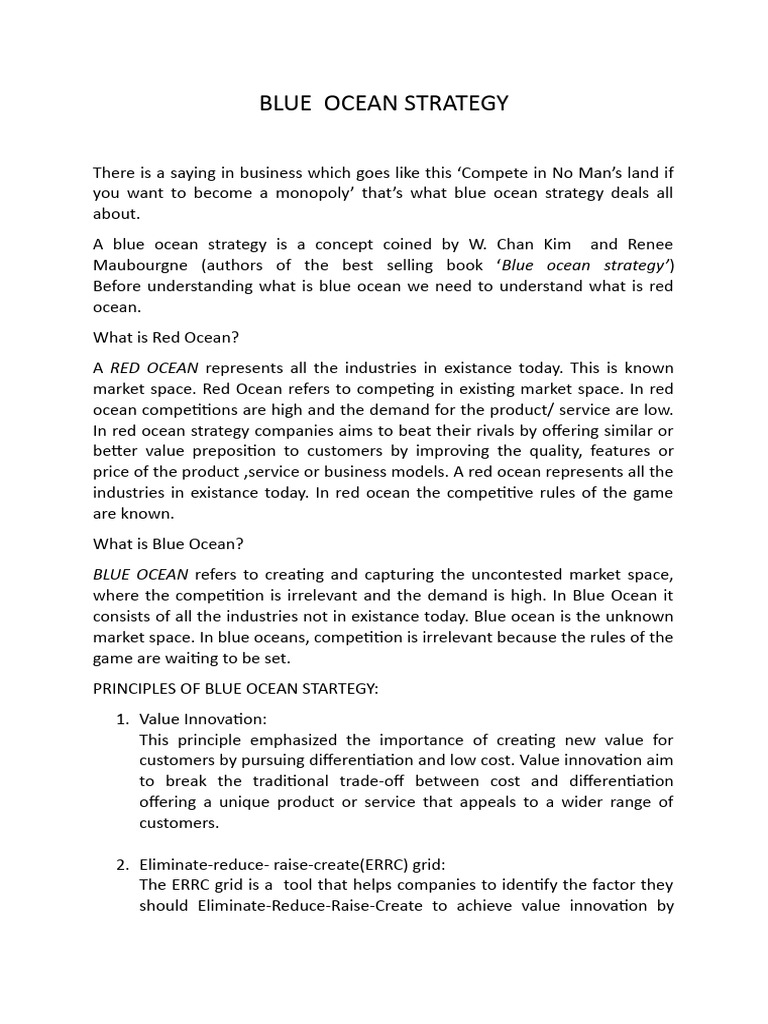 BLUE OCEAN STRATEGY | PDF | Strategic Management | Financial Economics