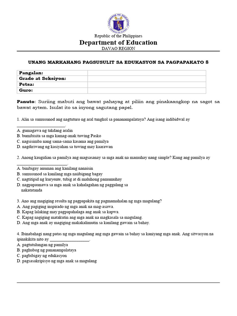 FINAL-TQs ESP8 - Q1 | PDF