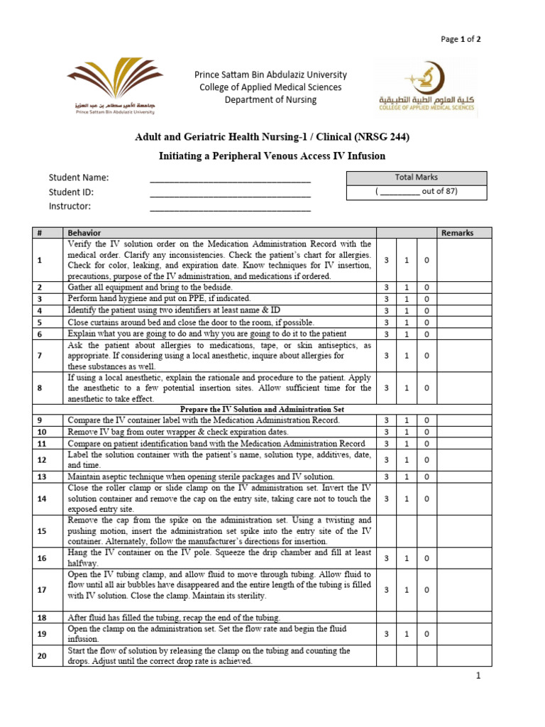 Clinical Handout - Initating IV Therapy . | PDF | Intravenous Therapy ...