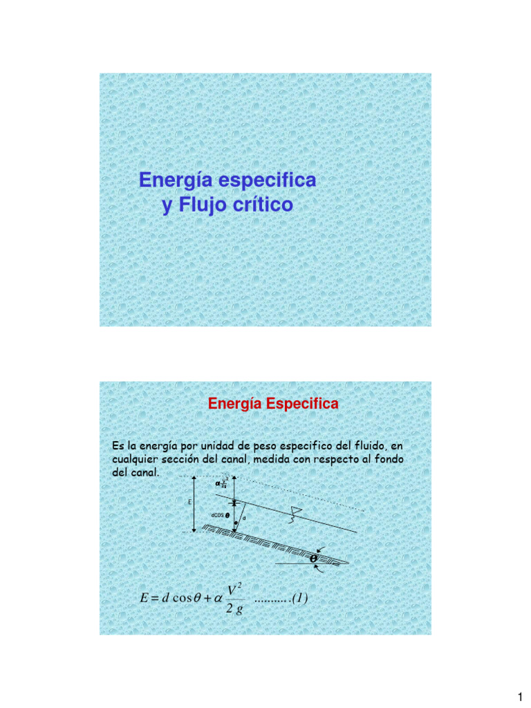 Energía Específica y Flujos Críticos | PDF | Pendiente | Asíntota