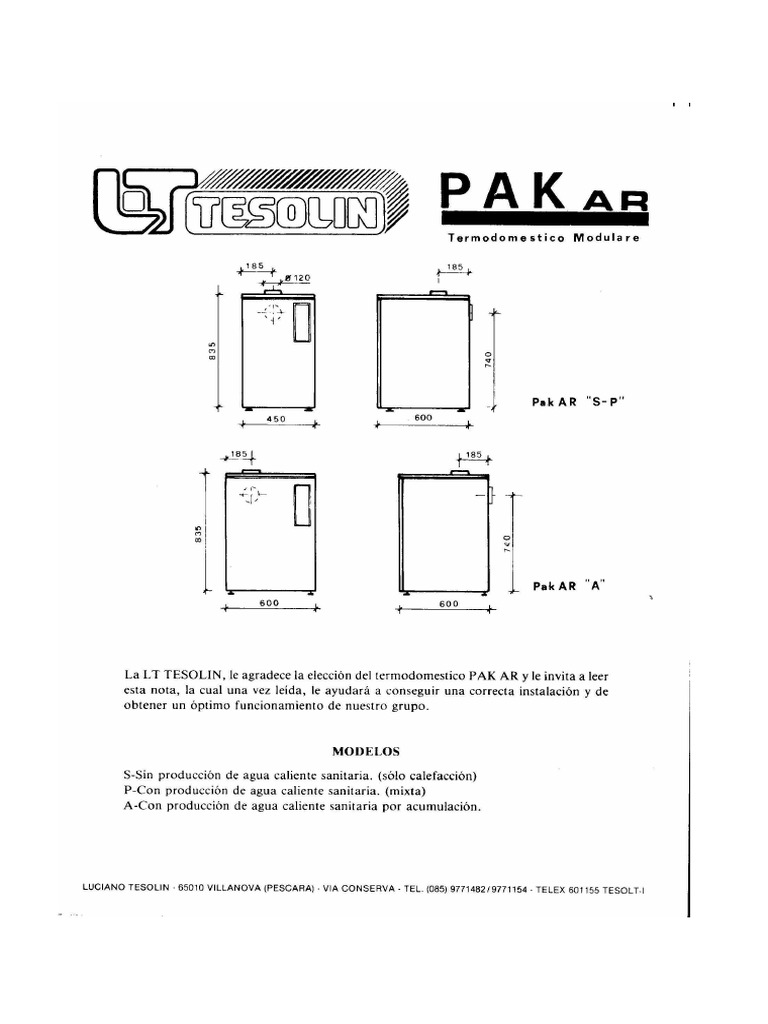 Manual Caldera Tesolín PAK AR | PDF
