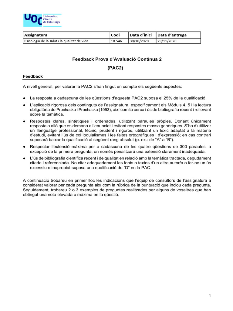 Feedback PAC2 - Aula 3 - Curs 2020 1 - 231226 - 112359 | PDF