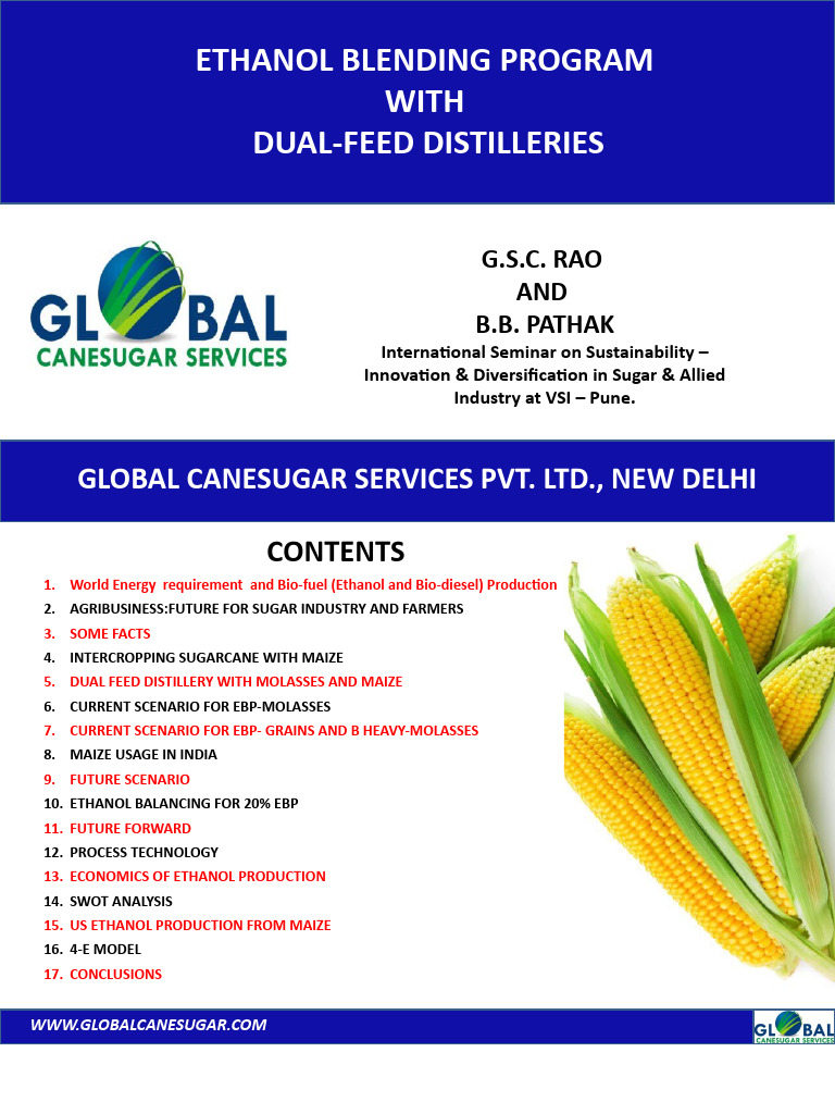 Ethanol Blending Program With Dual-Feed Distilleries by DR Rao and BBP ...