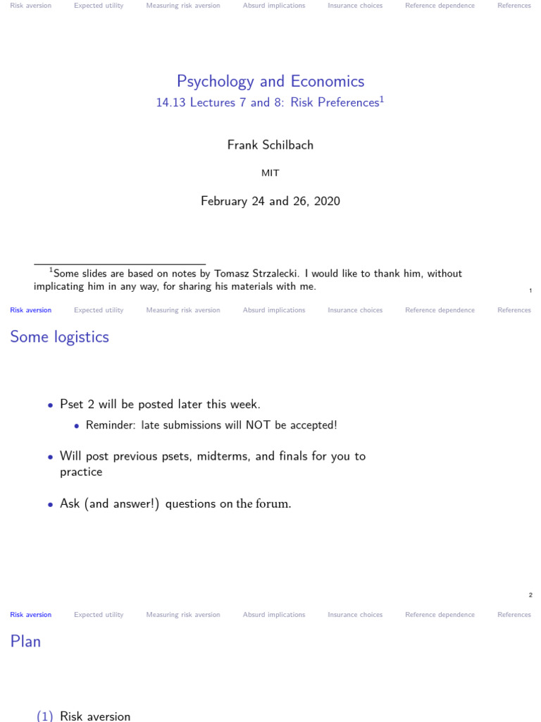 Risk Preferences in Economics | PDF | Risk Aversion | Risk