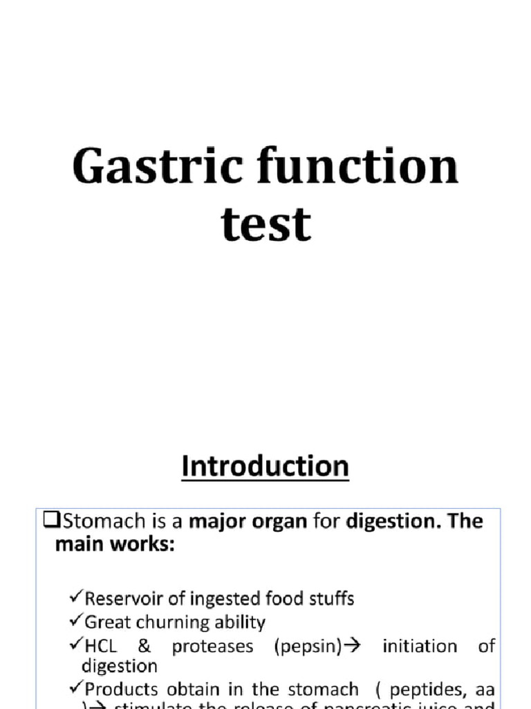 Gastric Function Test | PDF