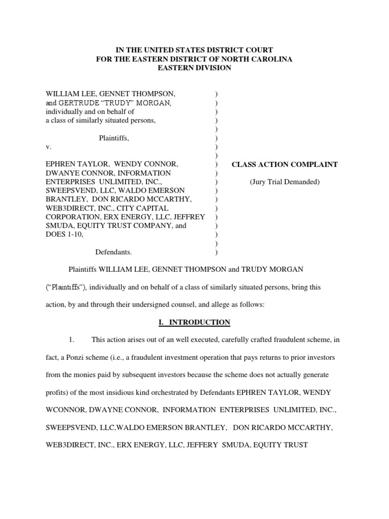 Ponzi Civil Rico Complaint | Class Action | Investing