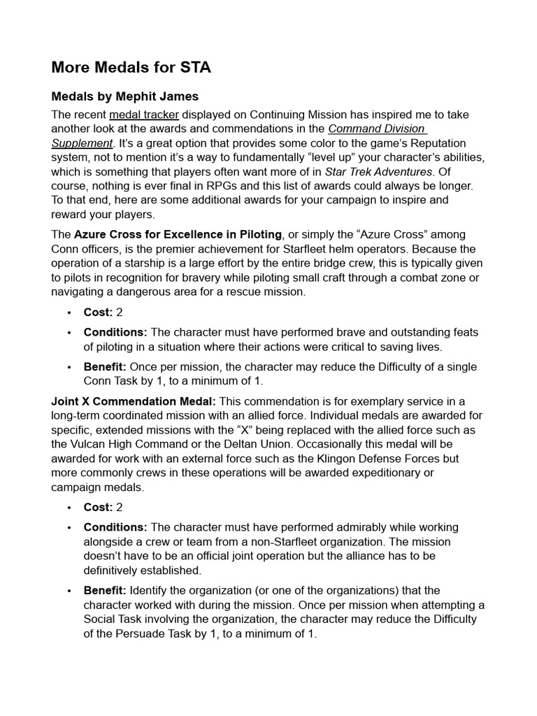 Other Medals | PDF | Star Trek
