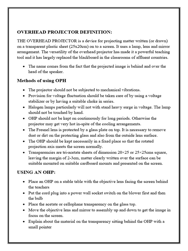 Overhead Projector | PDF