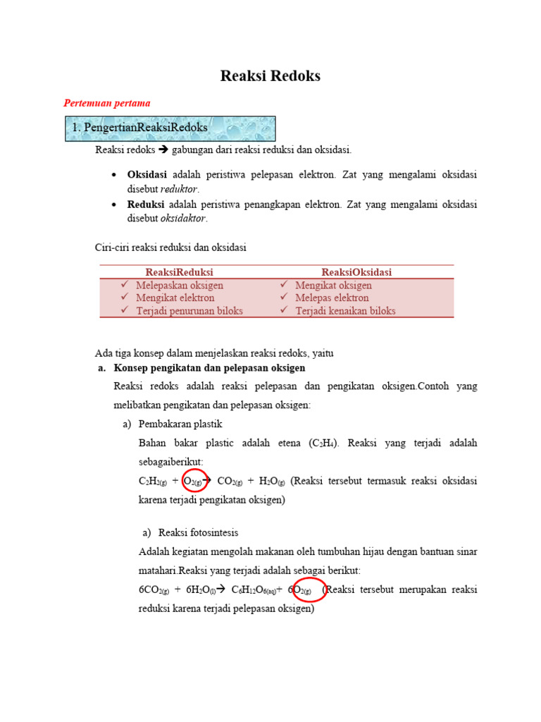 Materi Reaksi Redoks 1 | PDF