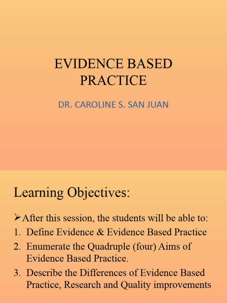 Evidence Based Practice | PDF | Self-Improvement | Wellness