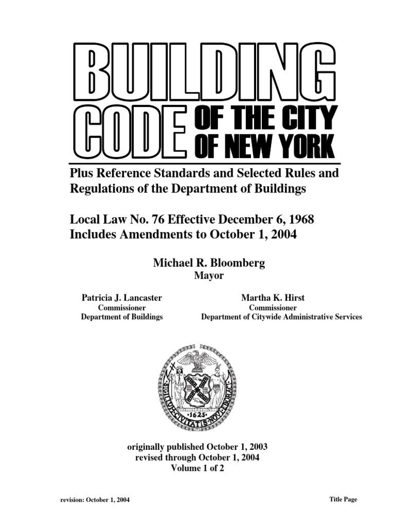 Building Code of The City of New York - Entire2004 | PDF | Building ...