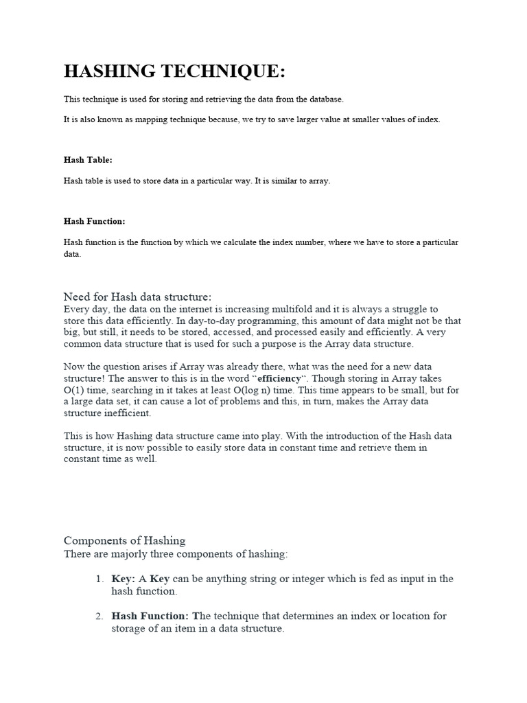Hashing Techniques | PDF Hashing Techniques | PDF