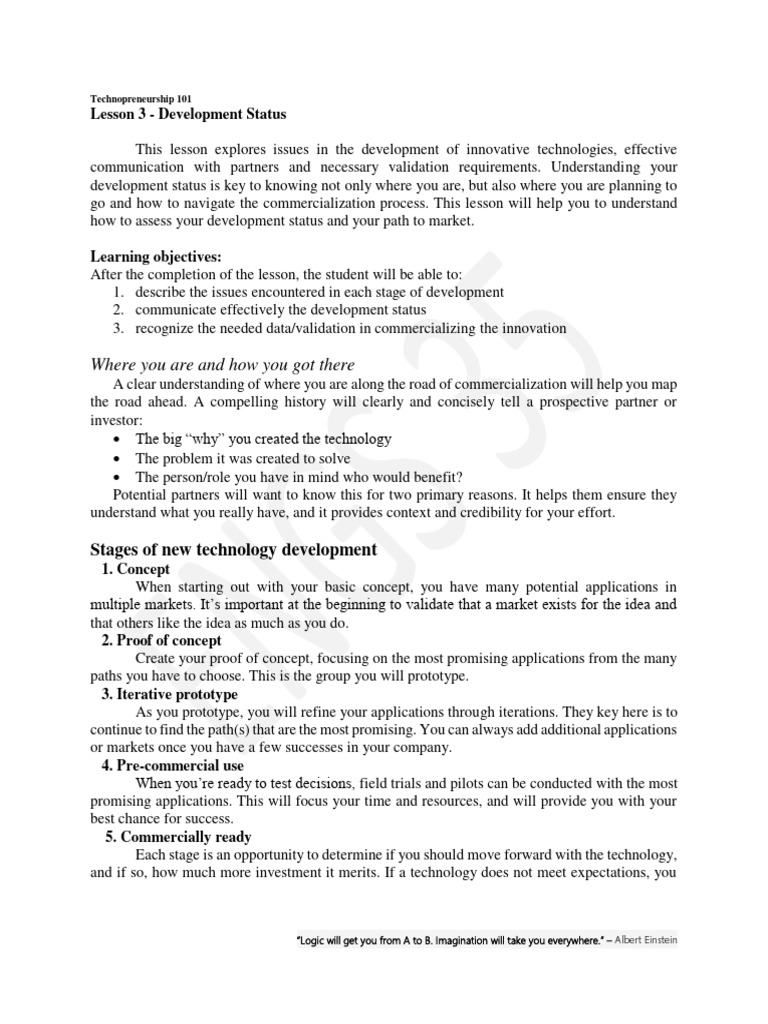 Techno 101 Lecture 3 Development Status | PDF