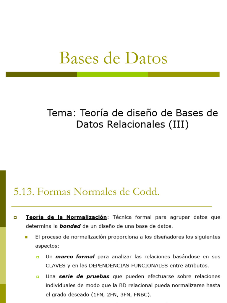 Tema 5 NormalizacionIII-2013 | PDF