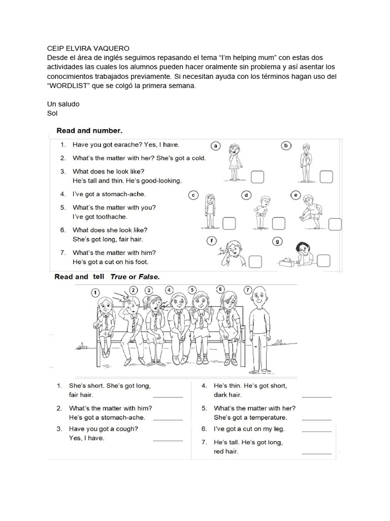 Actividades de inglés: "I'm helping mum" | PDF