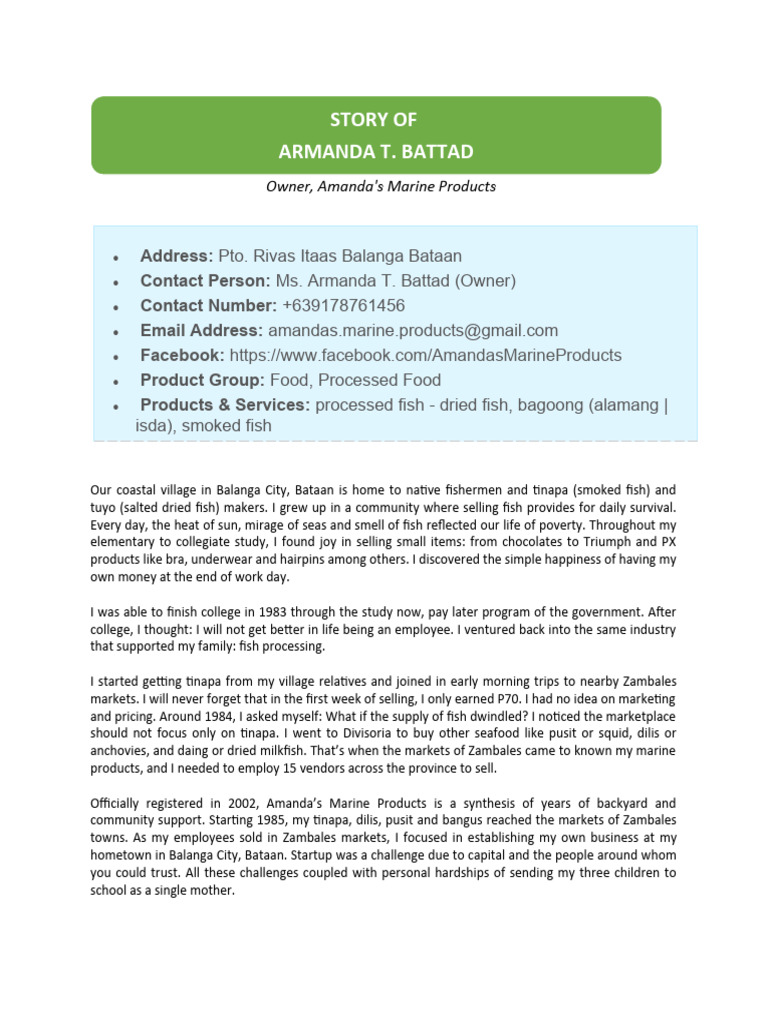 Story of Armanda T Battad | Download Free PDF | Hazard Analysis And ...