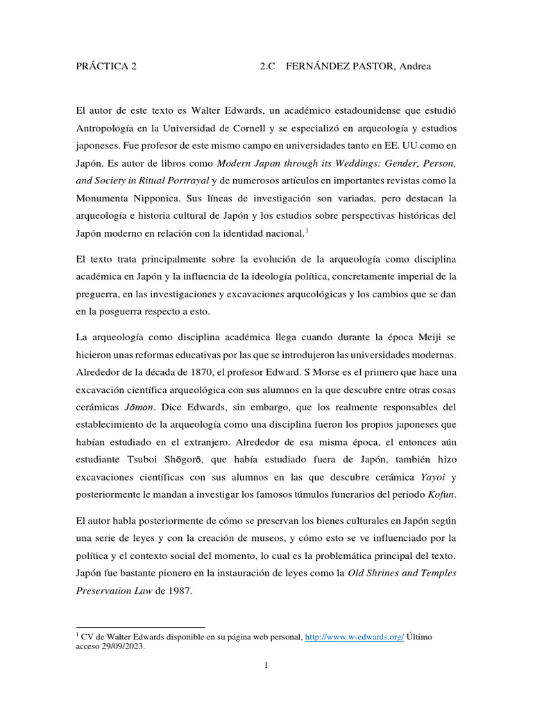 PRÁCTICA 2C FERNANDEZ PASTOR, Andrea | PDF | Japón | Arqueología