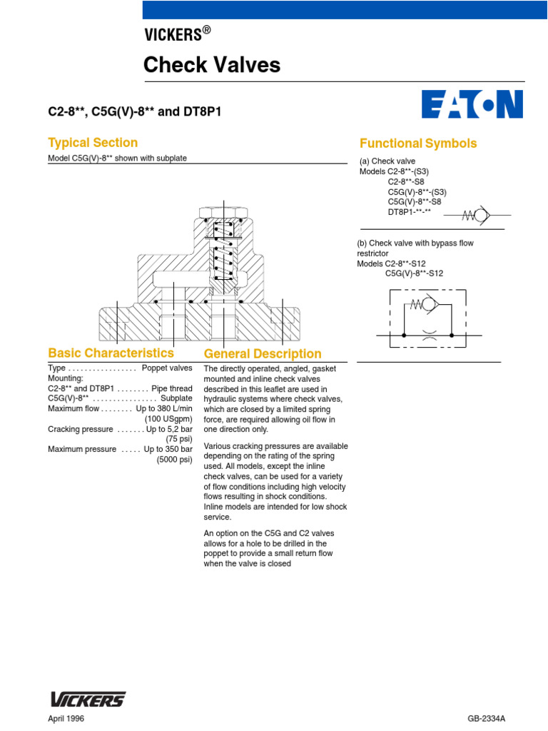 Check Valves: Vickers | PDF | Valve | Viscosity