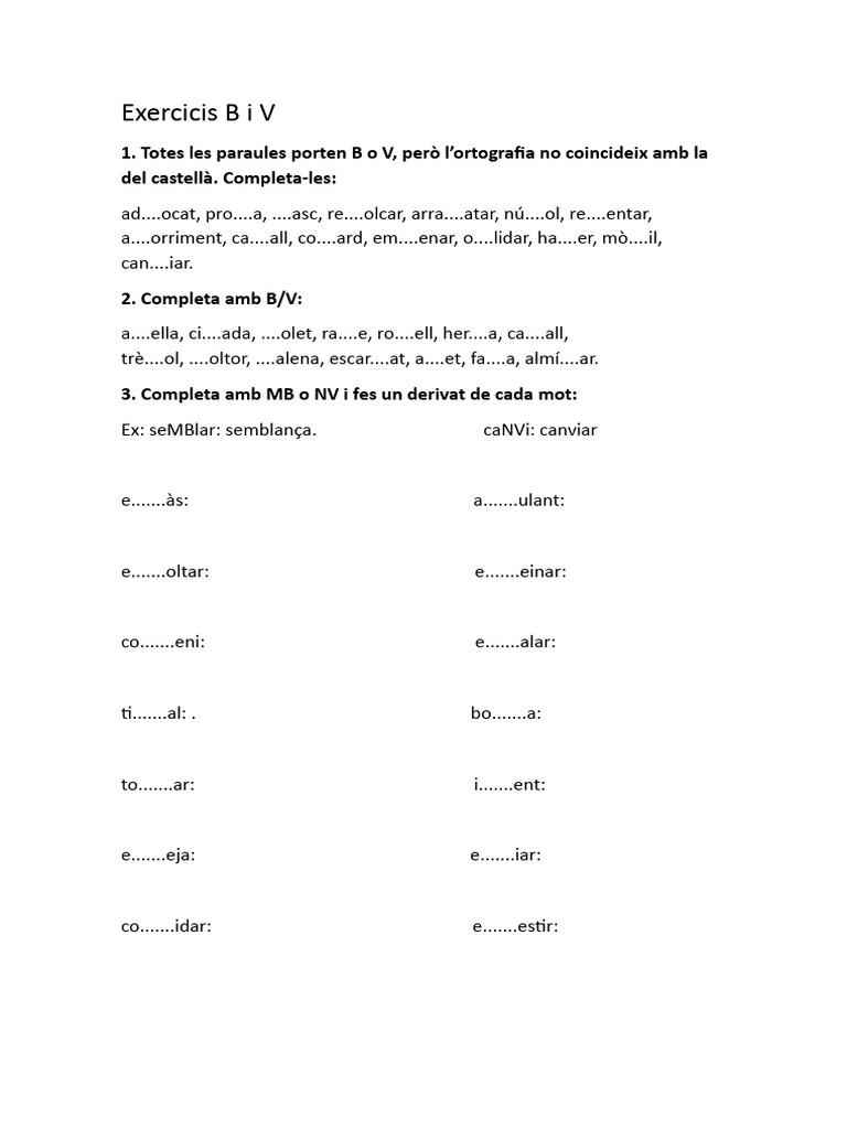 Exercicis B I V | PDF