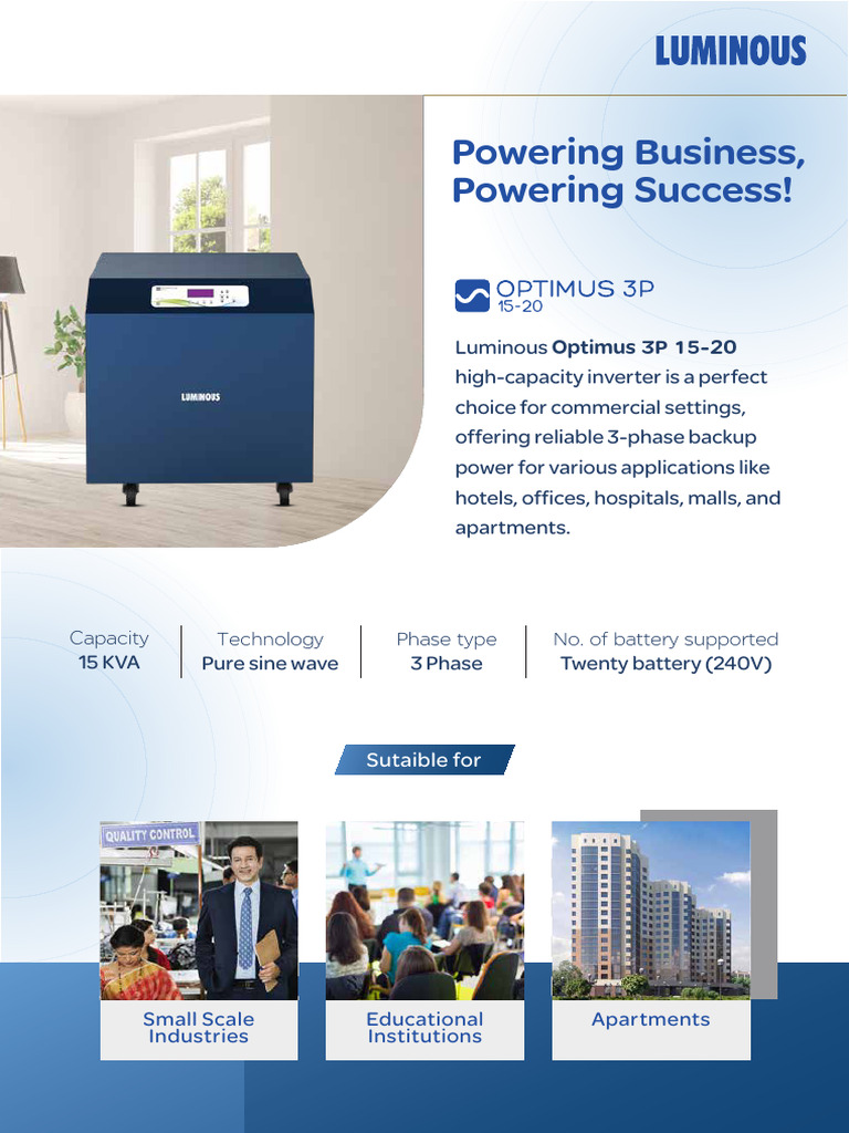 Optimus 3P Catalogue | PDF | Power Inverter | Electrical Components