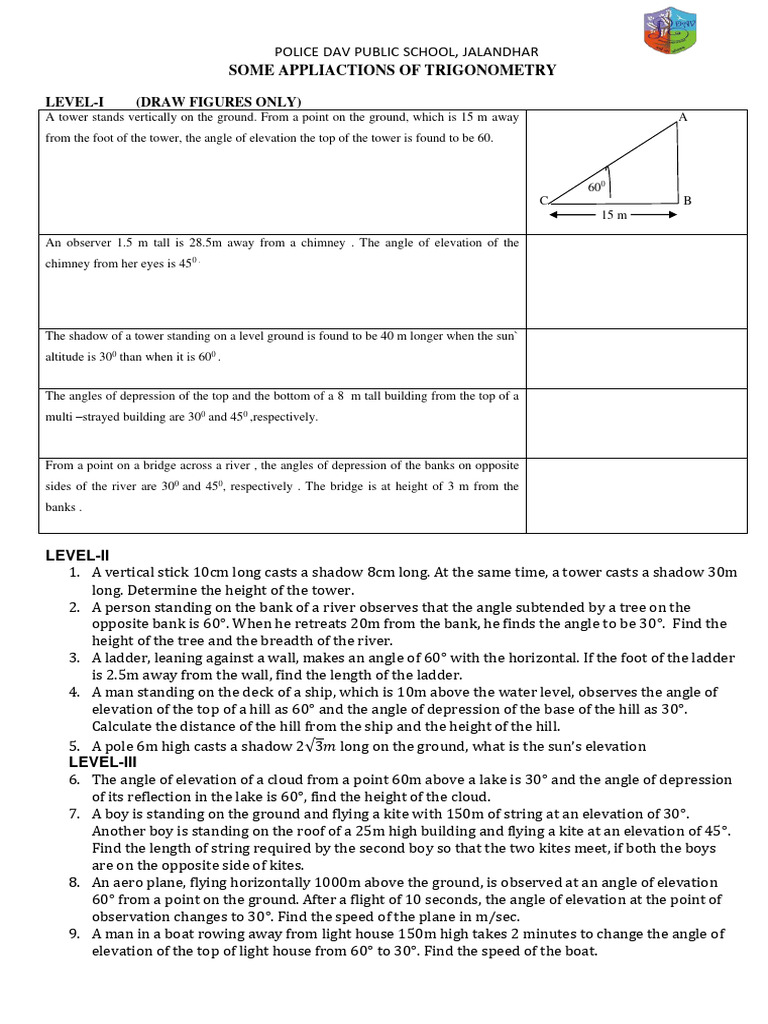 Assignment Some Applications of Trigonometry | PDF
