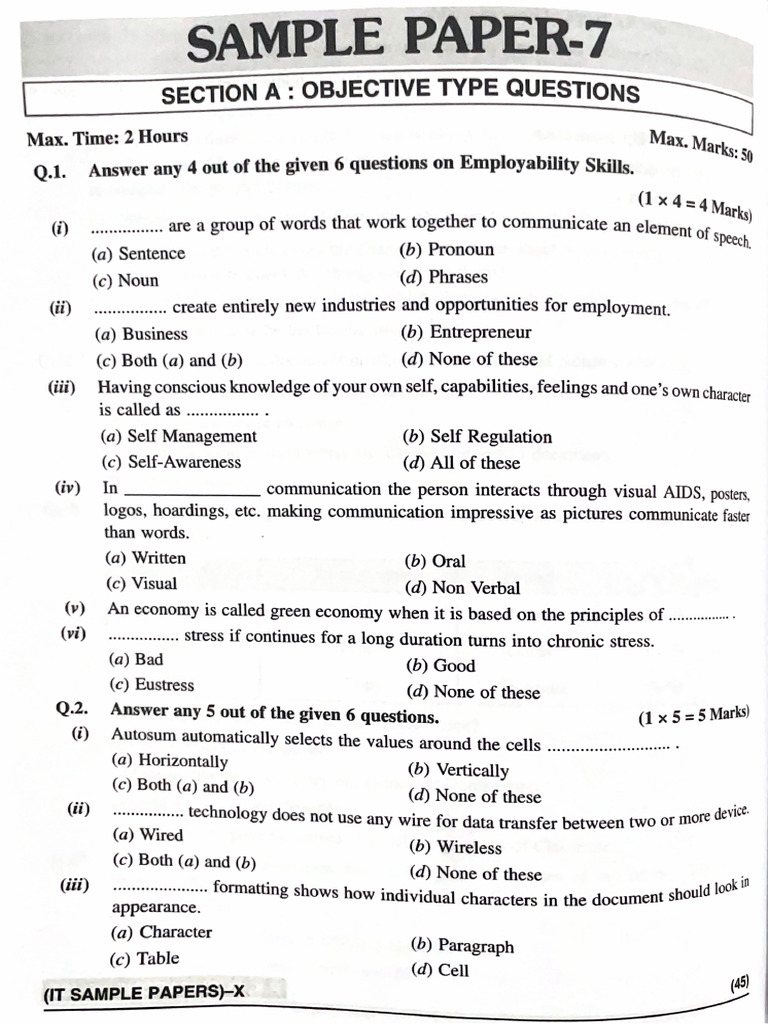 Sample Paper -7 | PDF