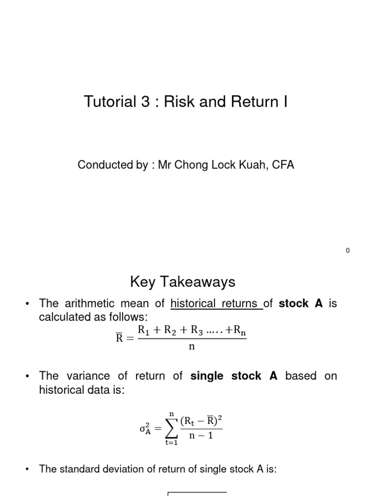 Risk and Return Analysis Tutorial | PDF