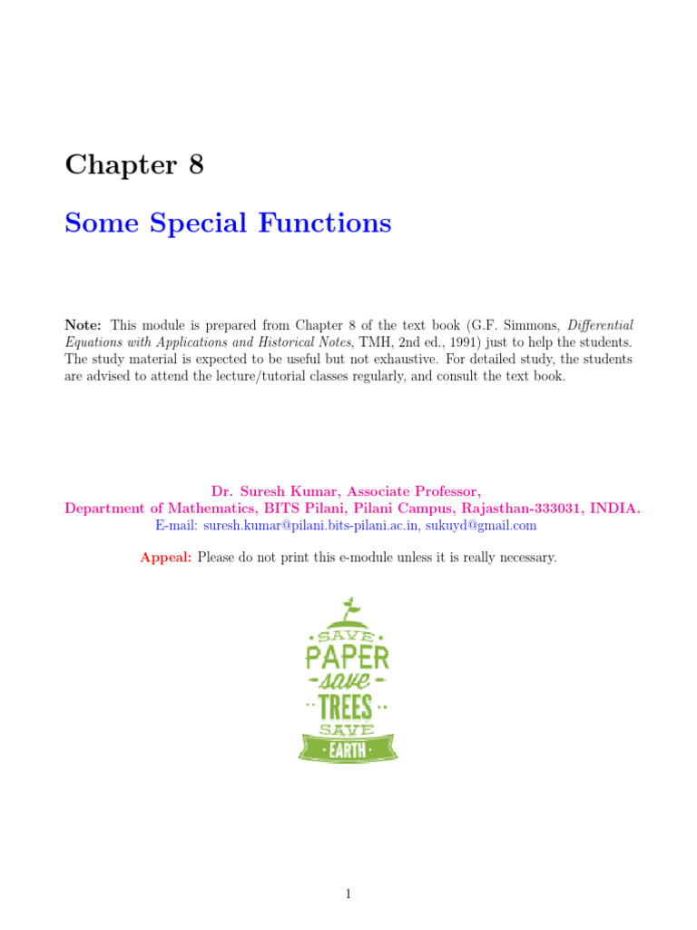 Some Special Functions | PDF | Complex Analysis | Mathematical Analysis