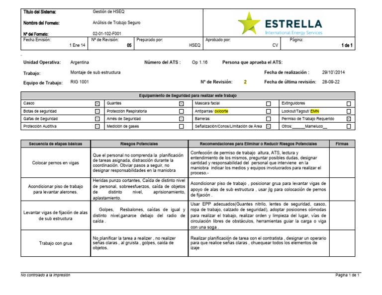 ATS #OP 1.16 Montaje de Sub Estructura. | PDF