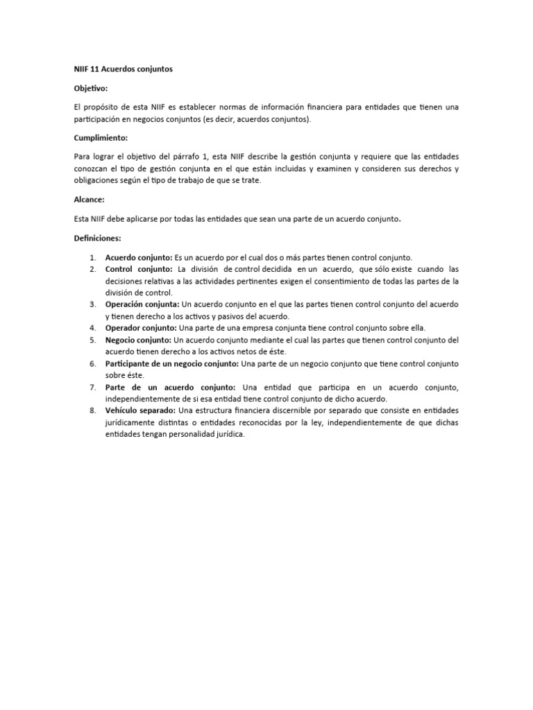 NIIF 11 Resumen | PDF