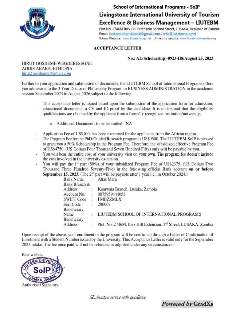 8. LoA PhD H0923 | PDF | Doctor Of Philosophy