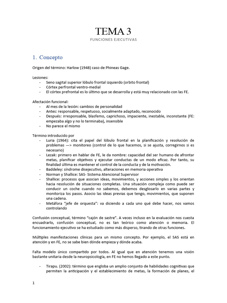 TEMA 3. Funciones Ejecutivas | PDF | Las emociones | Memoria