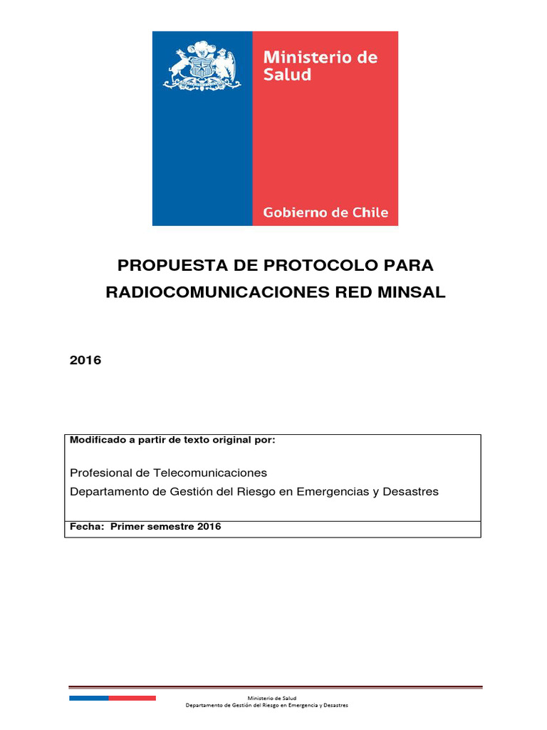 Protocolo Radiocomunicaciones MINSAL V1 | PDF | Radio | Telecomunicaciones