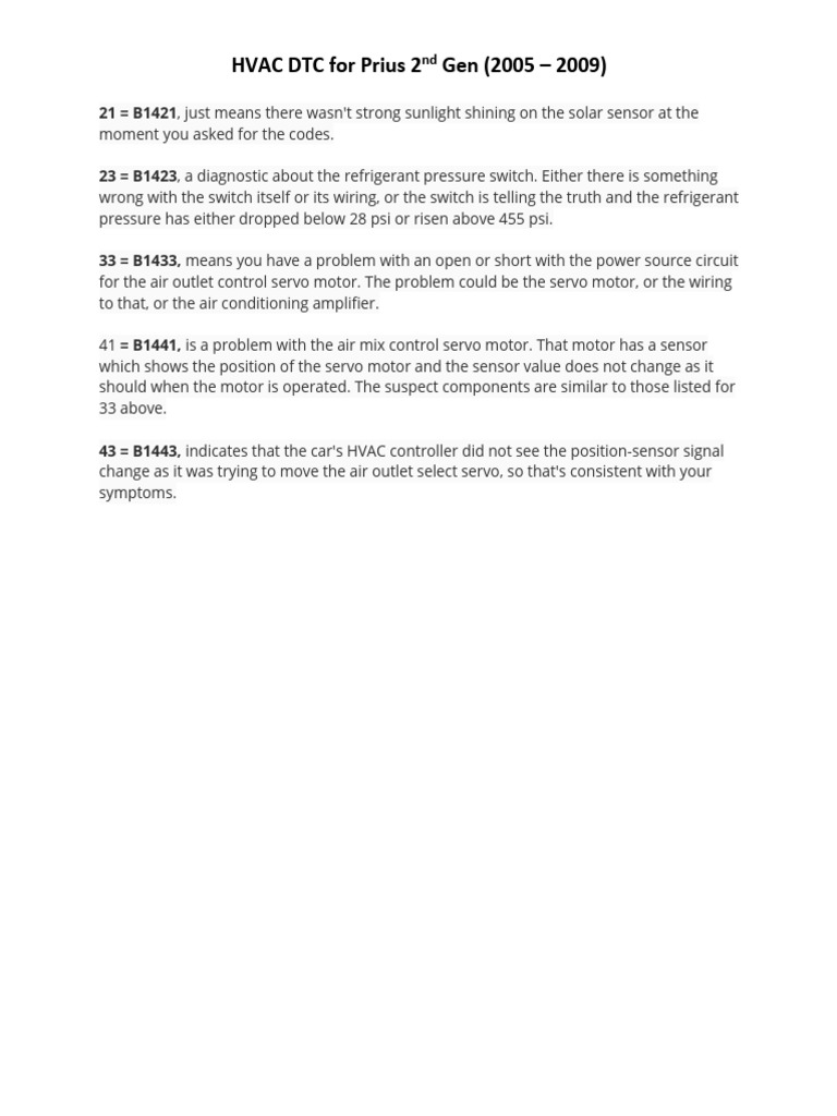 Prius Trouble Codes | PDF