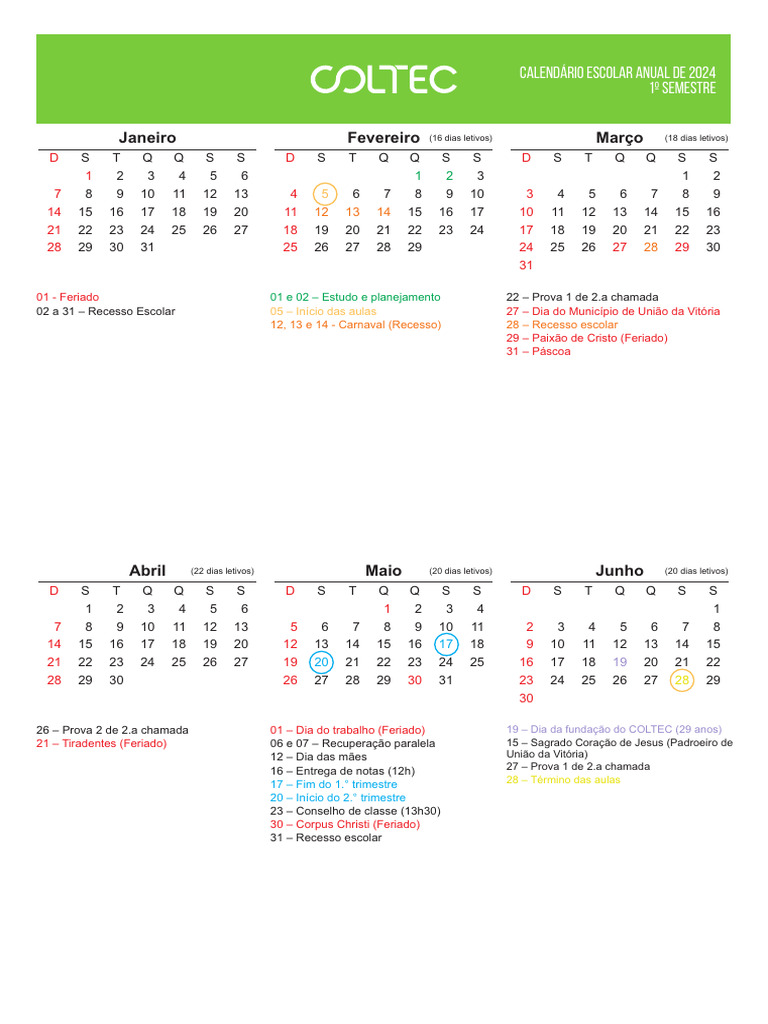 Calendário COLTEC 2024 | PDF