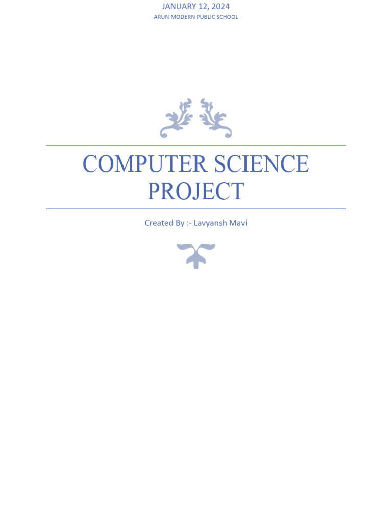 Computer Sceince Project | PDF | Software Engineering | Computer Science