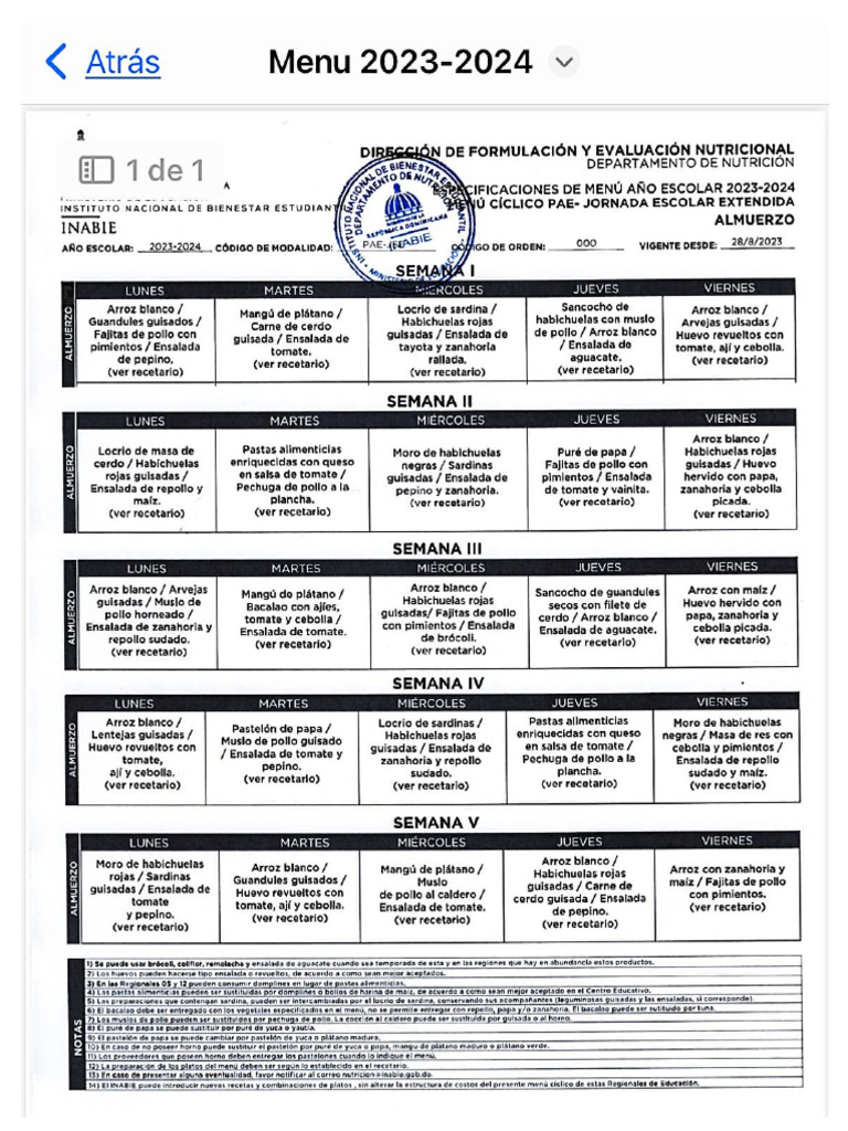 MENU 2023-2024 | PDF